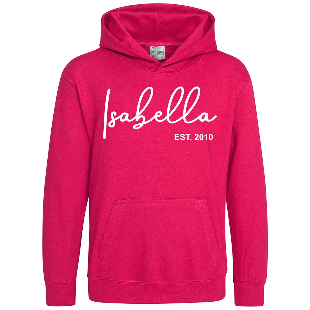Personalised Name and Year Hoodie for Girls, Custom Name Gifts for ...