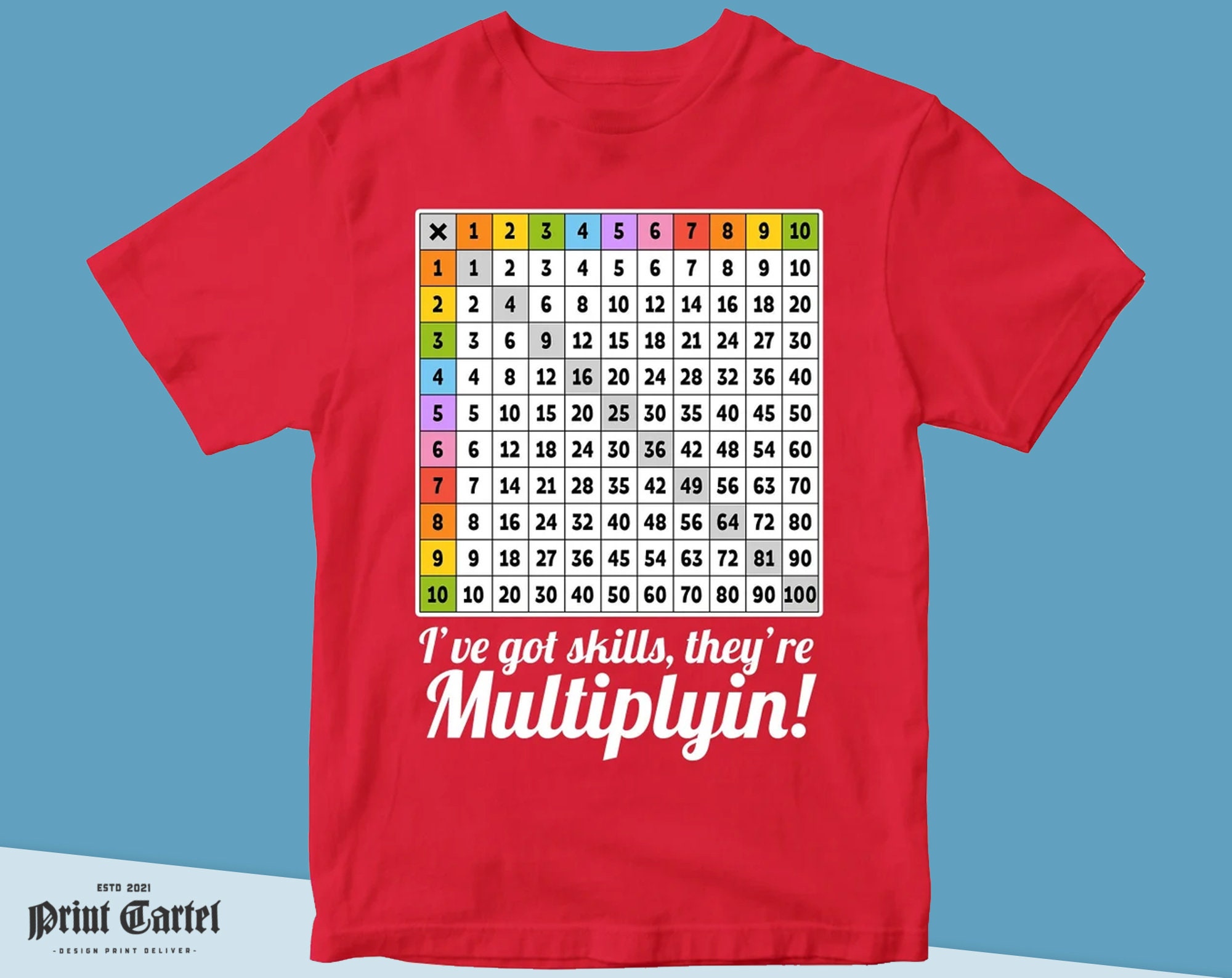 Maths Times Tables Grid Learning T Shirt, Funny Multiplication Math Tee ...