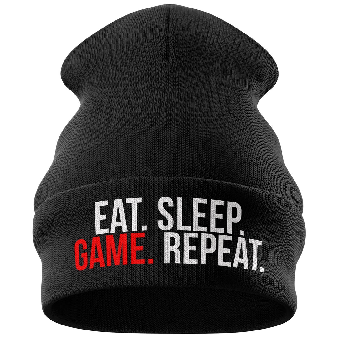 Eat Sleep Game Repeat, Funny Beanie Hat for Boys, Gaming Gifts, Gift ...