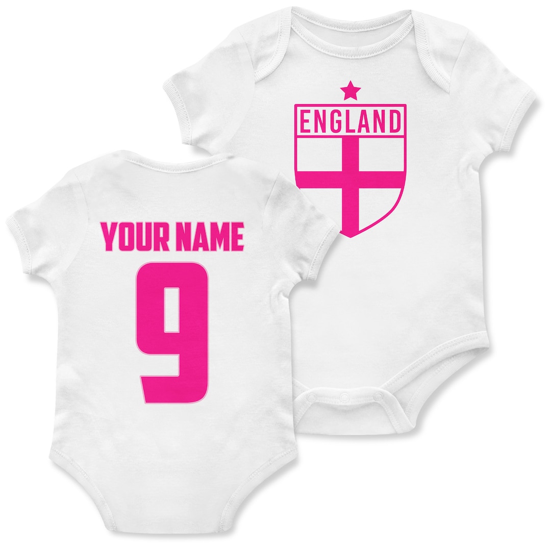 Personalised England Name and Number Babygrow for Baby Girls ...