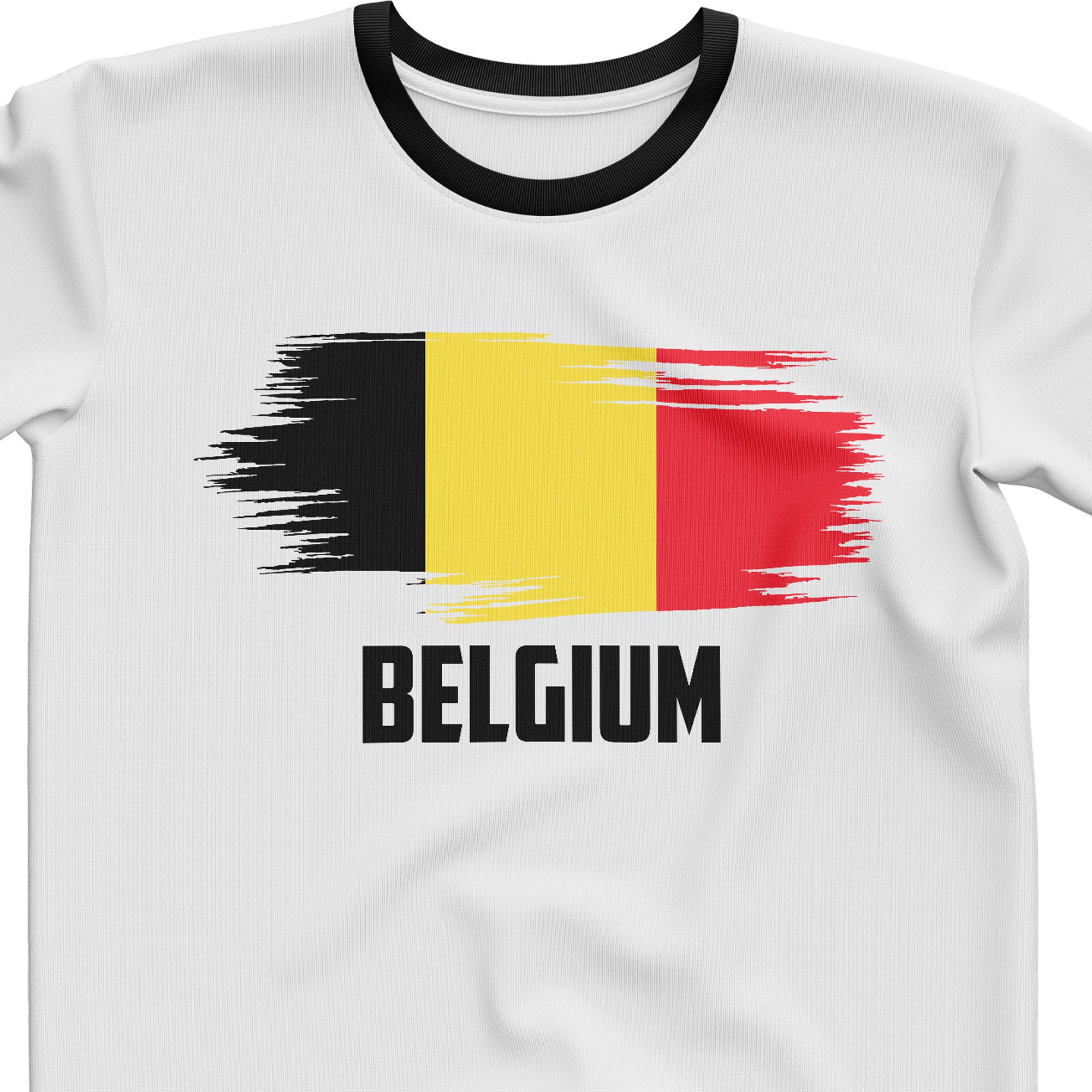 Belgium Flag T Shirt, Belgium Tshirt Ringer White Black Belgium ...