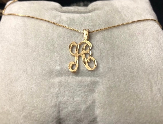 Vintage 14K Gold Cursive Initial "A" Pendant Charm - Gem