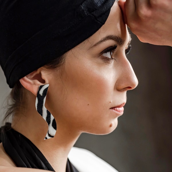 Zebra Stud Earrings - Etsy