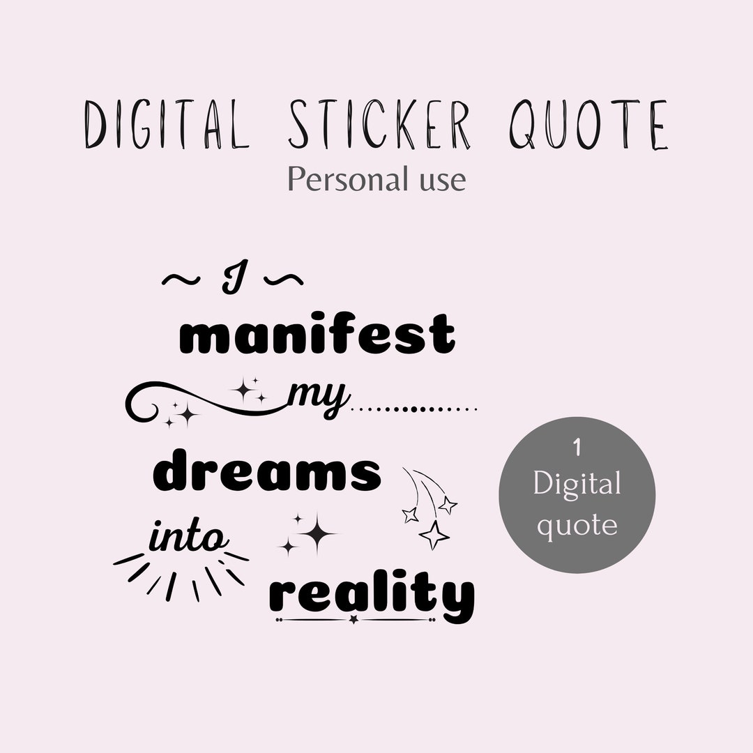 Manifestation Sticker, Digital Sticker, Digital Quote, Self Care, PNG ...