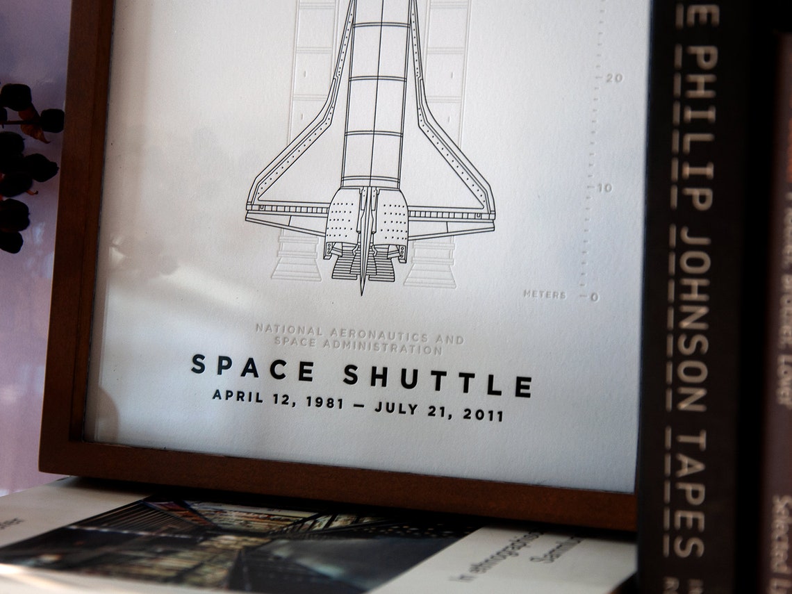 NASA Space Shuttle Letterpress Print | Etsy