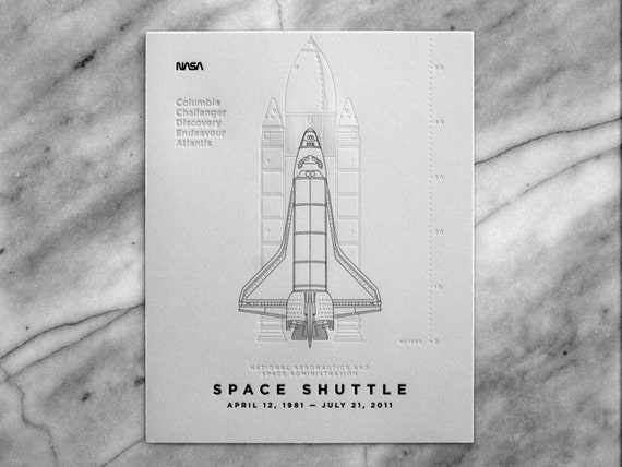 NASA Space Shuttle Letterpress Print | Etsy