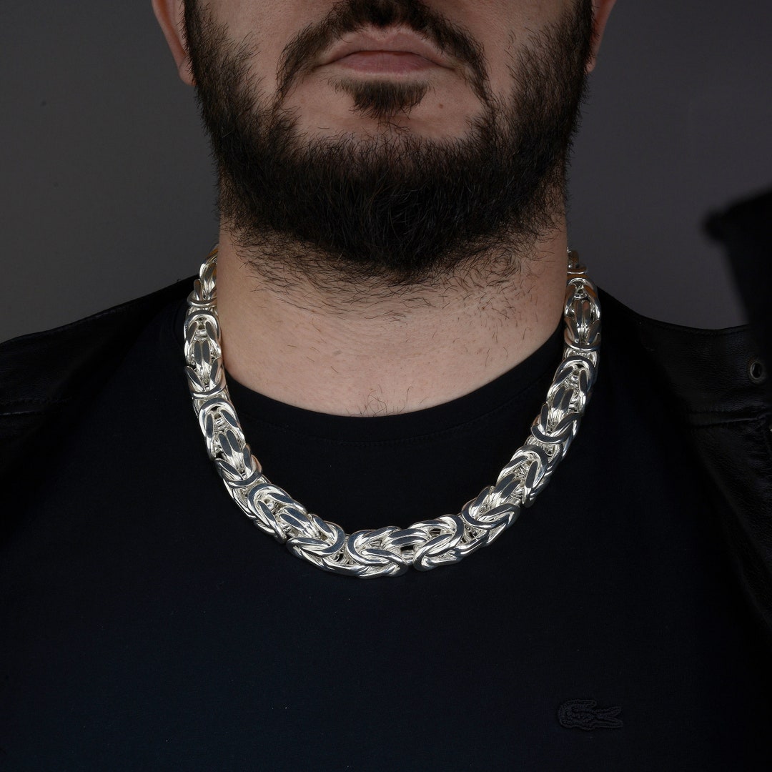 15 Mm Thick Silver Chain Heavy Mens Chain 700 Gr Byzantine - Etsy