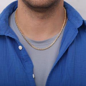 Gold King Chain, Mens Byzantine Chain Necklace, 925 Silver Gold Plated ...