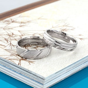 Simple Wedding Band Set, Modern Wedding Ring Set, Matching Wedding ...