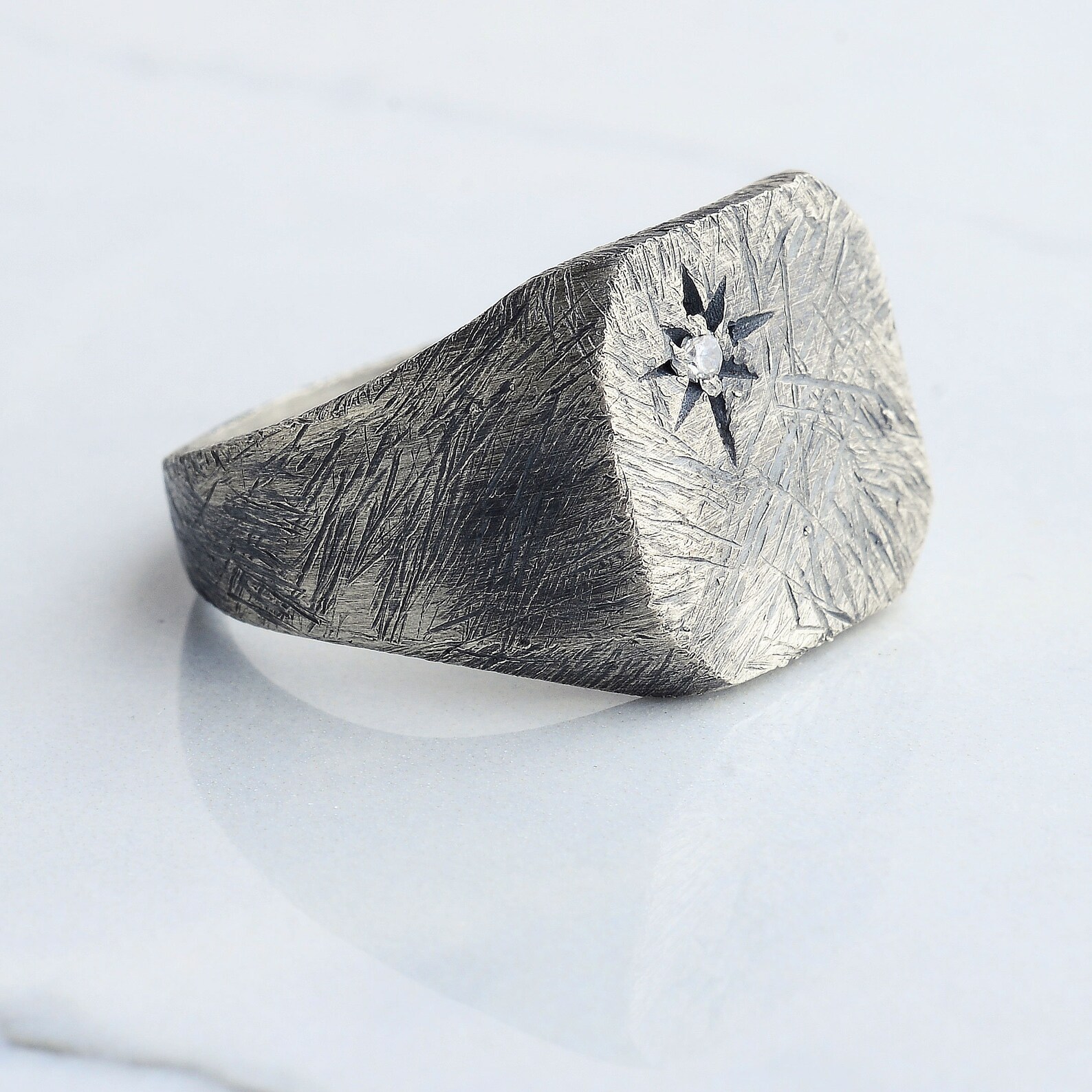 Sterling Silver North Star Signet Ring: Unisex Astrology Jewelry - Etsy