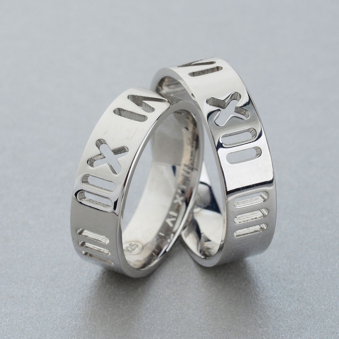 Custom Wedding Ring Set, Modern Wedding Ring Set, Matching Wedding ...