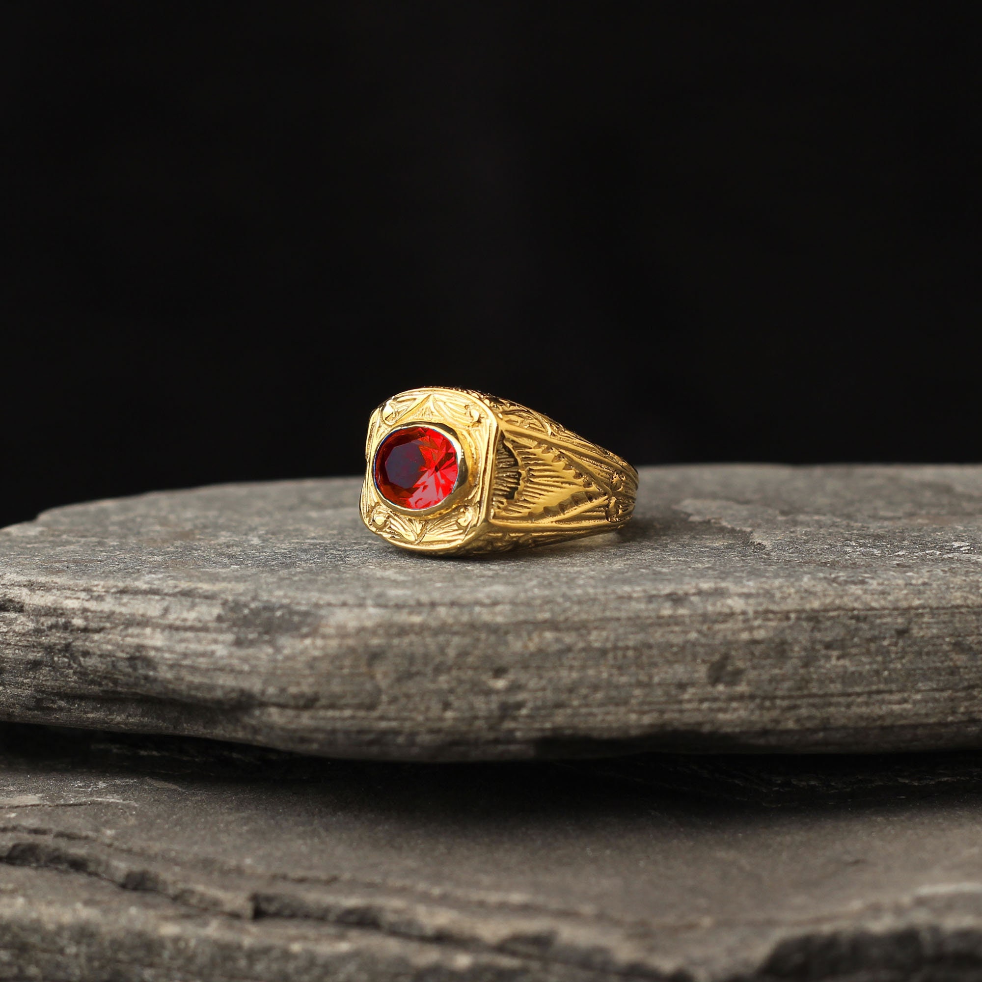 Red Ruby Ring Sterling Silver Mens Ring Antique Style Rings - Etsy