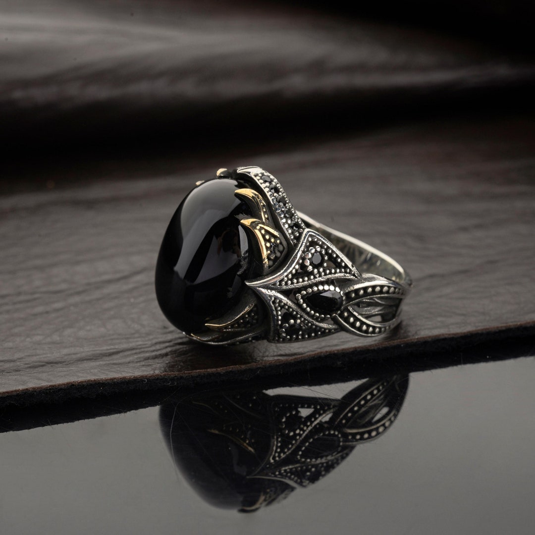 Black Onyx Ring for Men: Handmade 925 Sterling Silver - Etsy