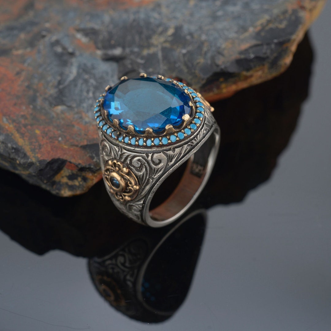 Silber Herrenring Türkis Herrenring Antiker Ring für Mann - Etsy.de