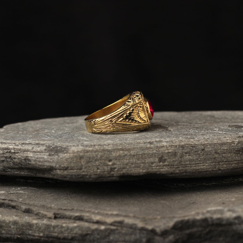 Red Ruby Ring Sterling Silver Mens Ring Antique Style Rings - Etsy