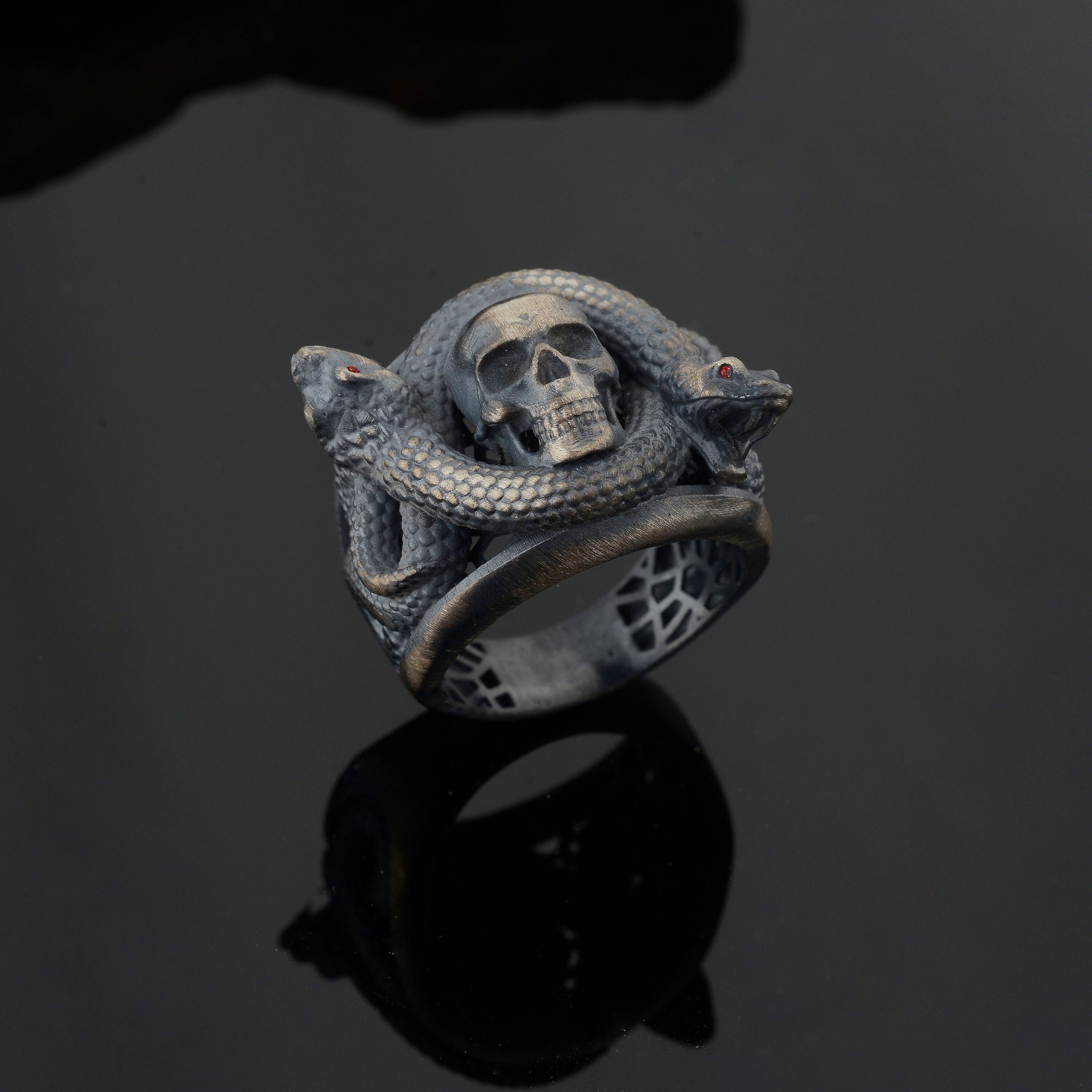 Skull Mens Ring Snake Ringsilver Mens Ring Sterling Silver - Etsy