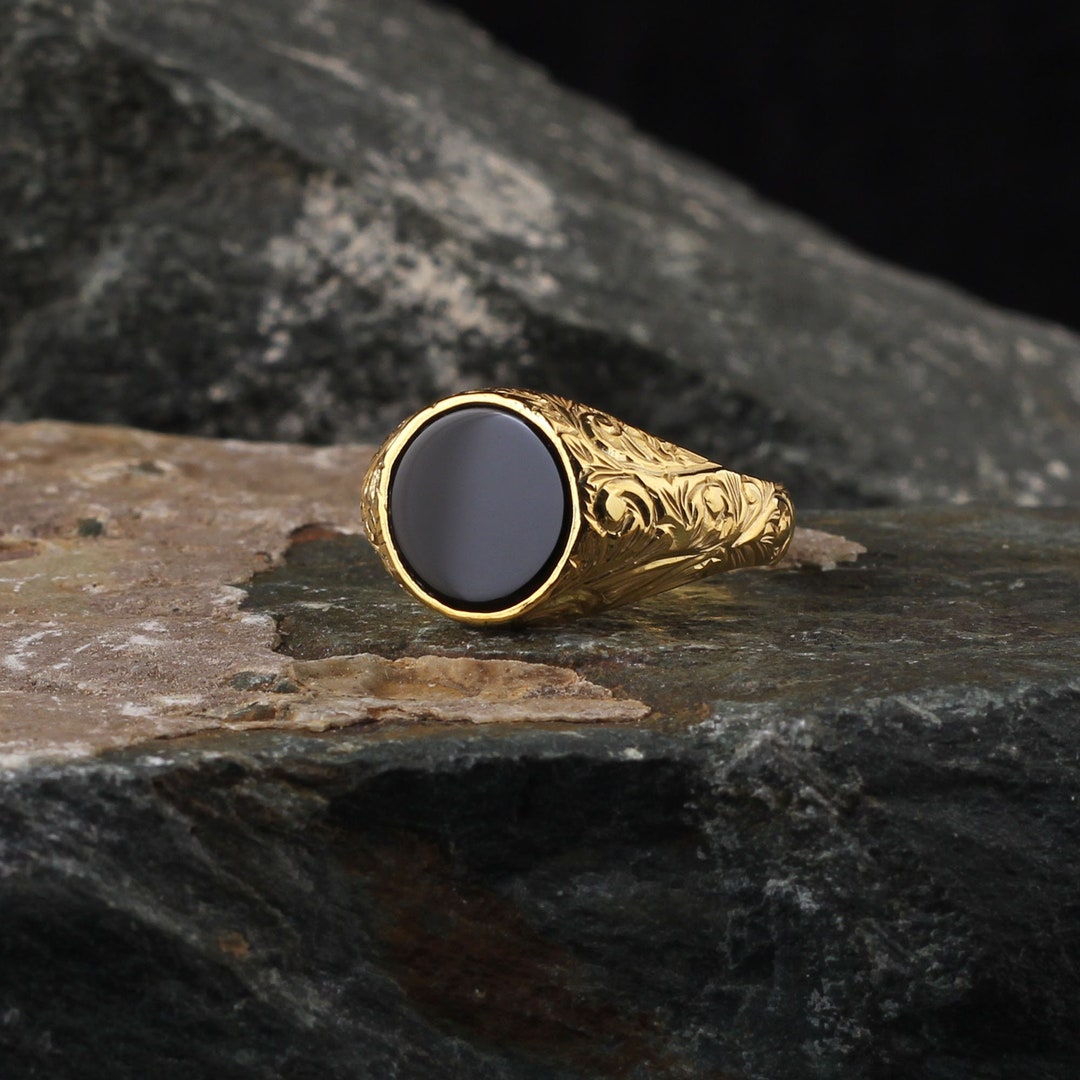 Oval Onyx Man Engagement Ring, Man Ring Gold,family Ring ,vintage Ring ...
