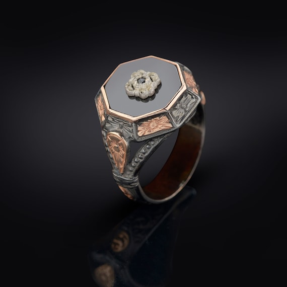 Pinky Man Ring Sterling Silver Mens Ring Minimalist Onyx - Etsy