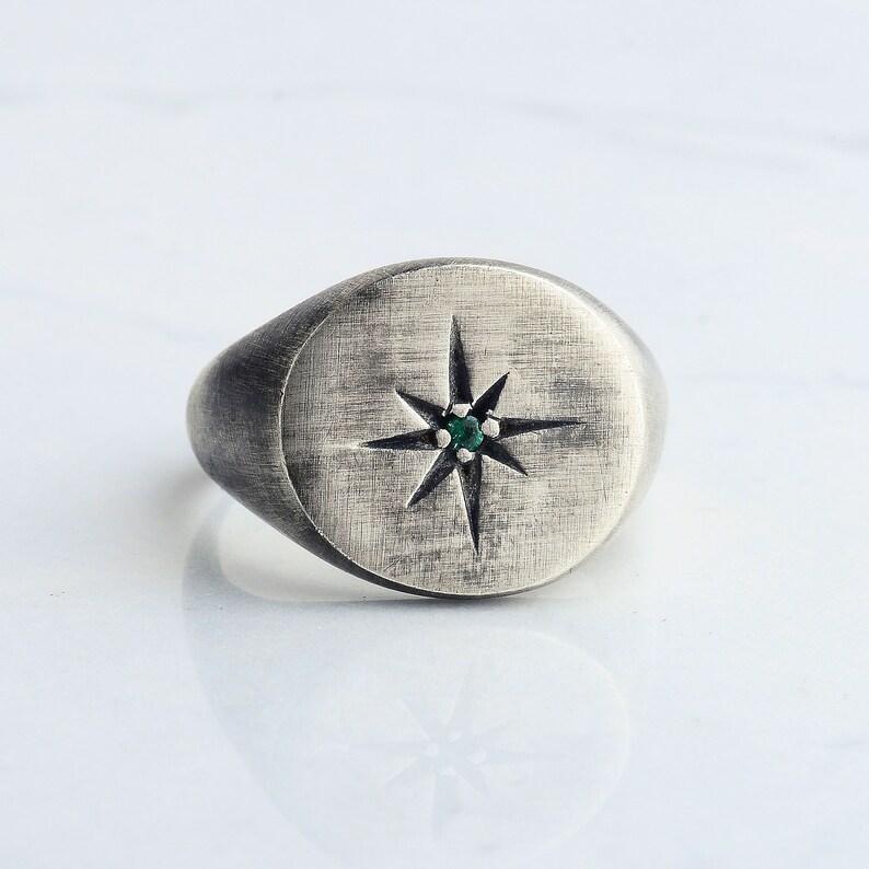 Sterling Silver North Star Signet Ring - Unisex Astrology Jewelry - Etsy