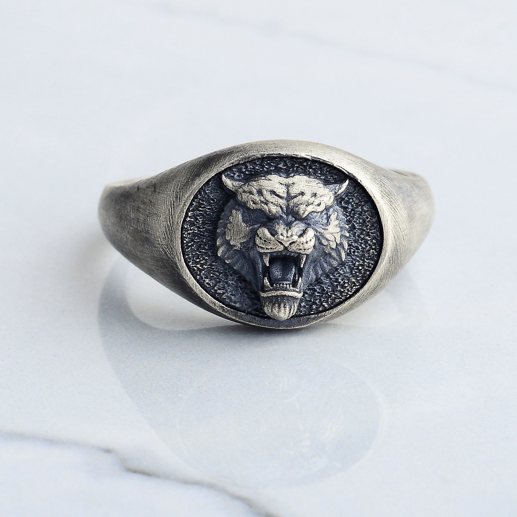 Gothic Tiger Head Sterling Silver Ring - Animal Men's Gift - Etsy