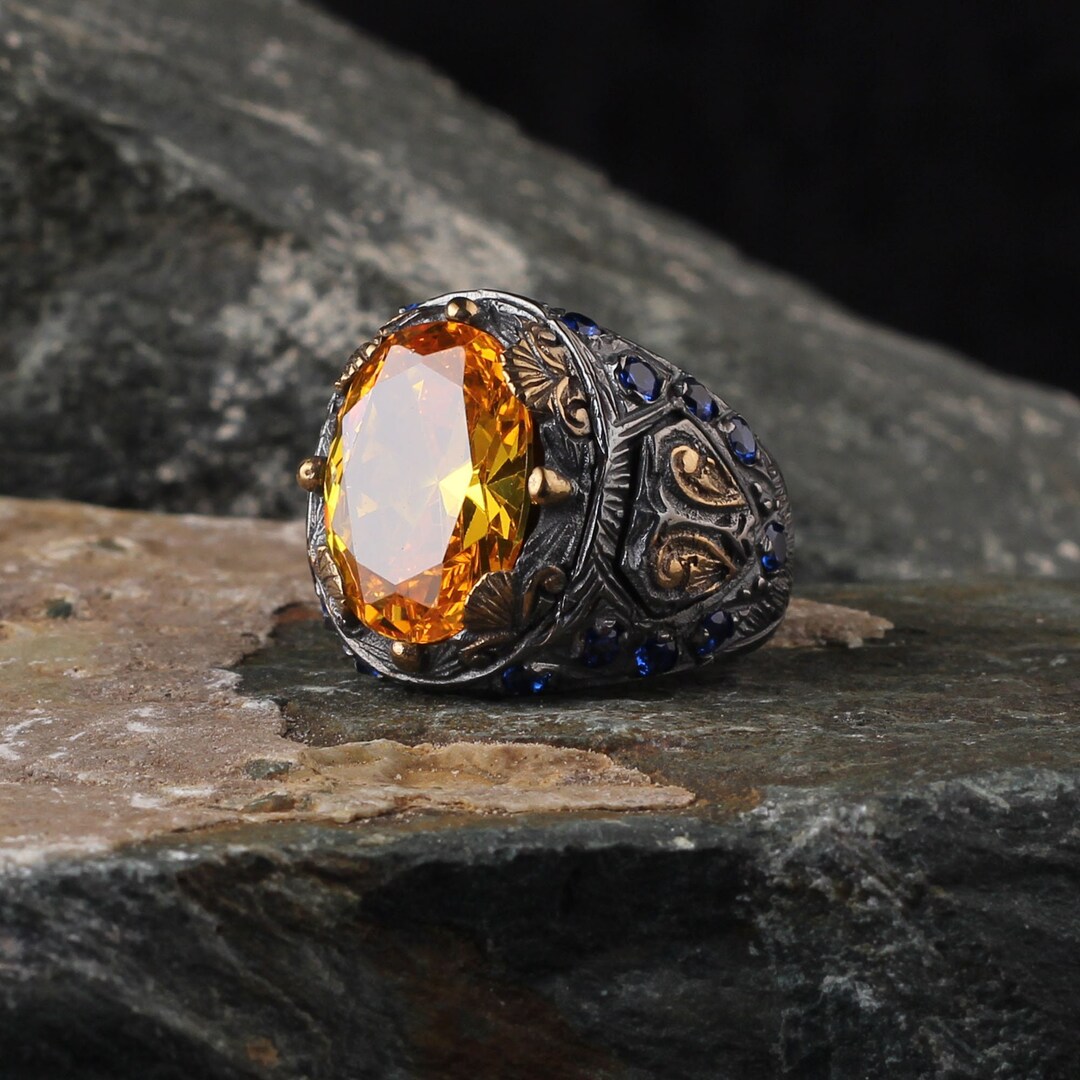 Vintage Man Ring Silver, Unique Oxidized Mens Ring, Sterling Silver Man ...