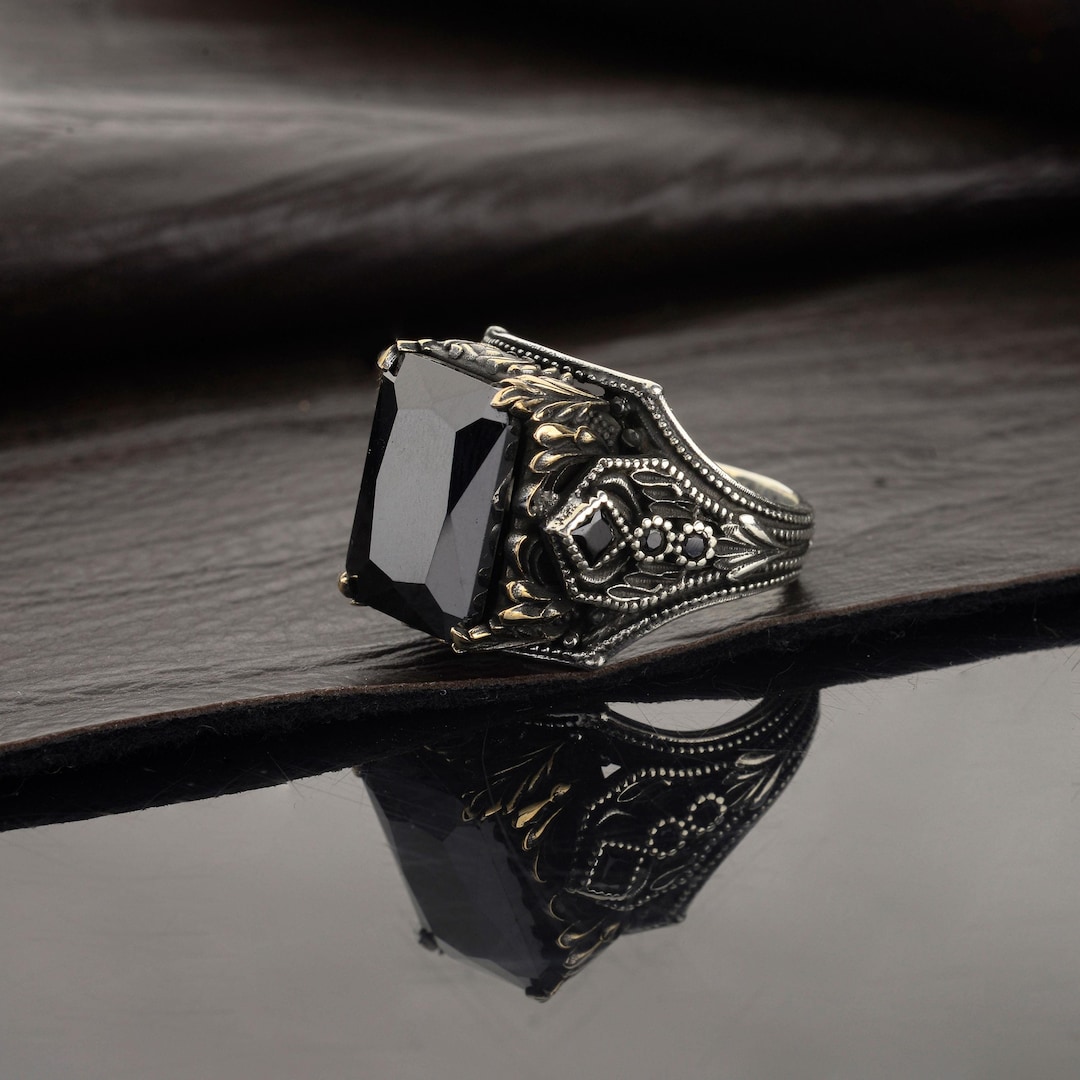 Handmade Sterling Silver Black Zircon Ring, Black Zircon Stone Ring ...