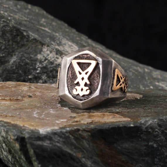 Sigil of Lucifer Ring Sterling Silver Man Ring Unique | Etsy