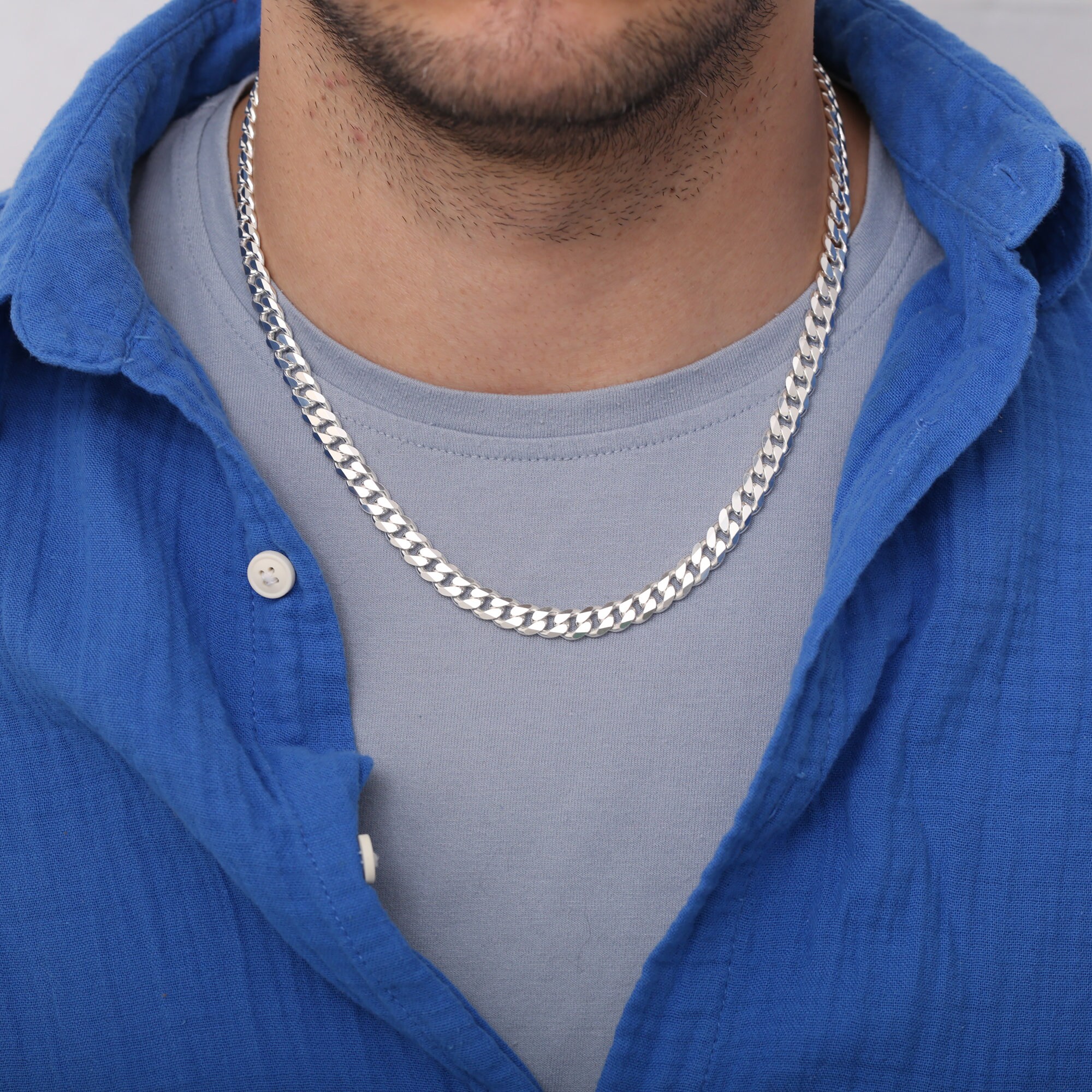 Handmade Sterling Silver Cuban Curb Chain: Solid Silver Choker - Etsy