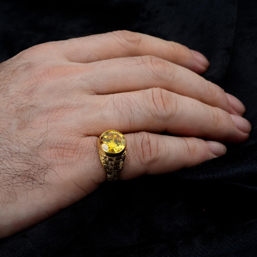 Citrine Man Ring, Sterling Silver Mens Ring, Antique Style Rings, Man ...