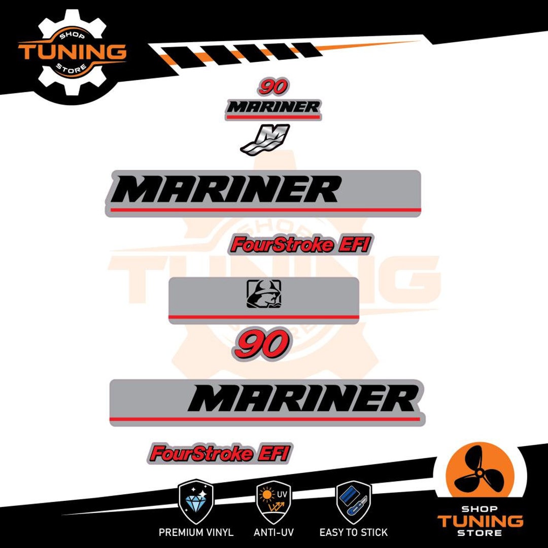Kit Stickers Marine Engine Outboard Mariner 90 Hp Fourstroke Fourstroke ...