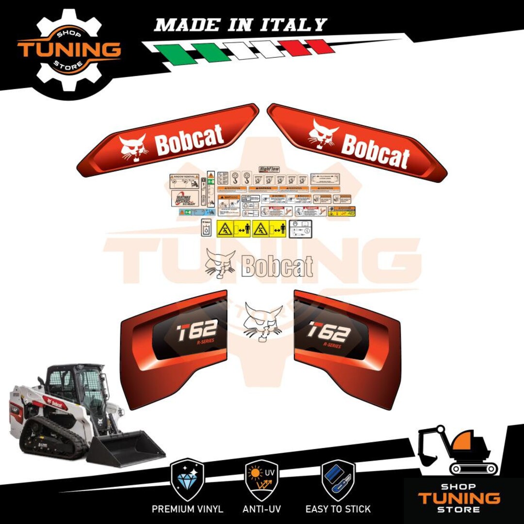 Sticker Kit Compatible Bob Cat Shovel T62 R T64 R T110 T140 T140 K T180 K T180 Turbo T180 Turbo ...