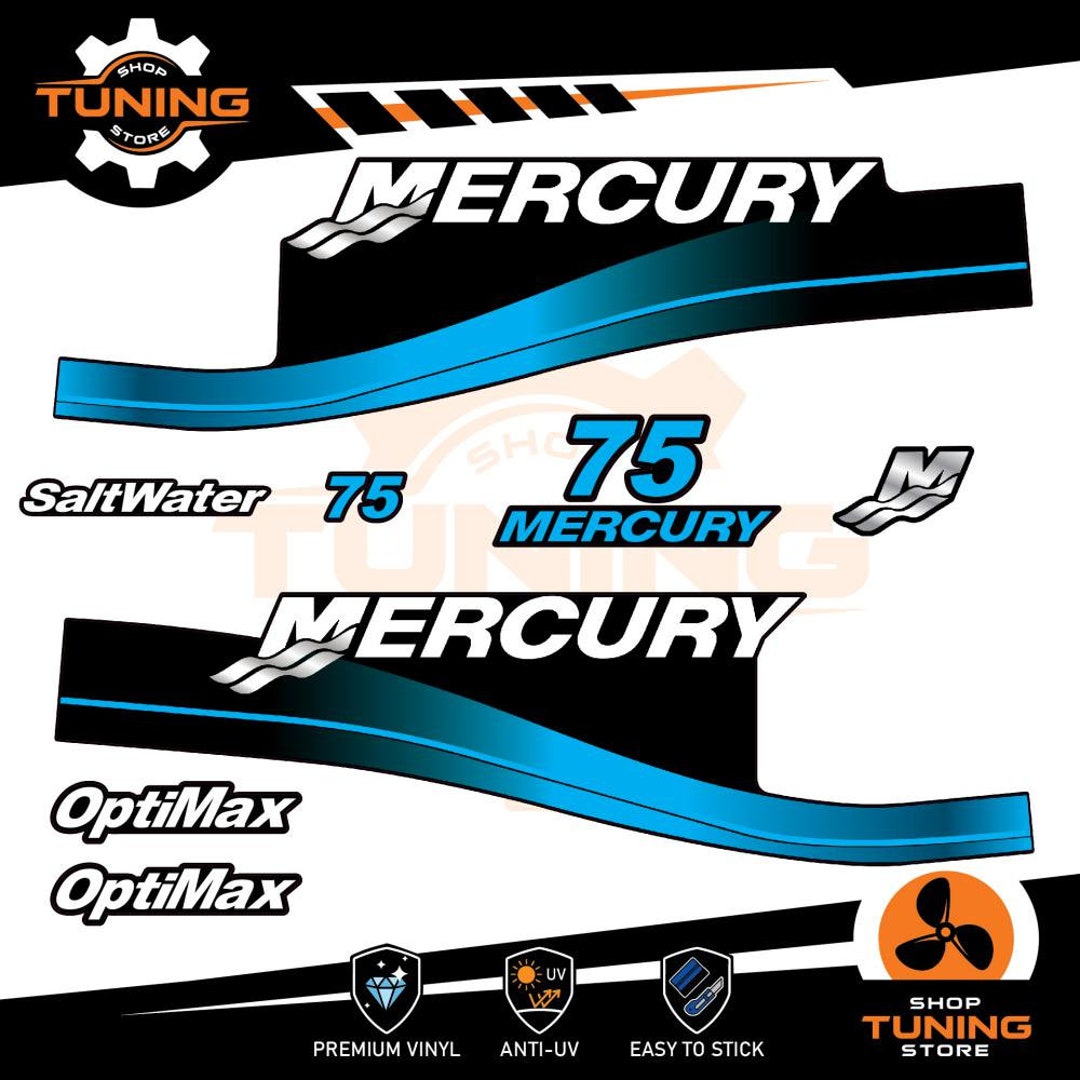 Sticker Kit Compatible With Mercury 75 HP Outboard Marine Engine ...
