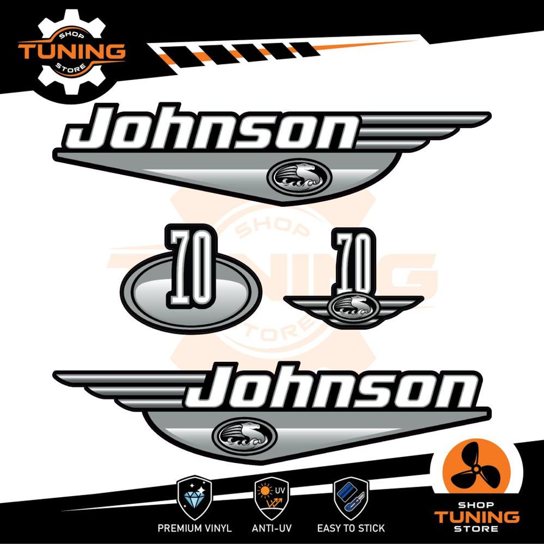 Kit Stickers Marine Engine Outboard Johnson 70 Hp BOMBARDIER - Etsy ...