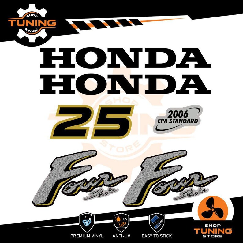 Kit Stickers Marine Engine Outboard HONDA 25 hp fourstroke | Etsy