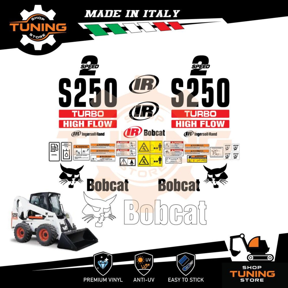 Bob Cat Shovel Sticker Kit S250 Turbo S250 Turbo Hf S300 K - Etsy