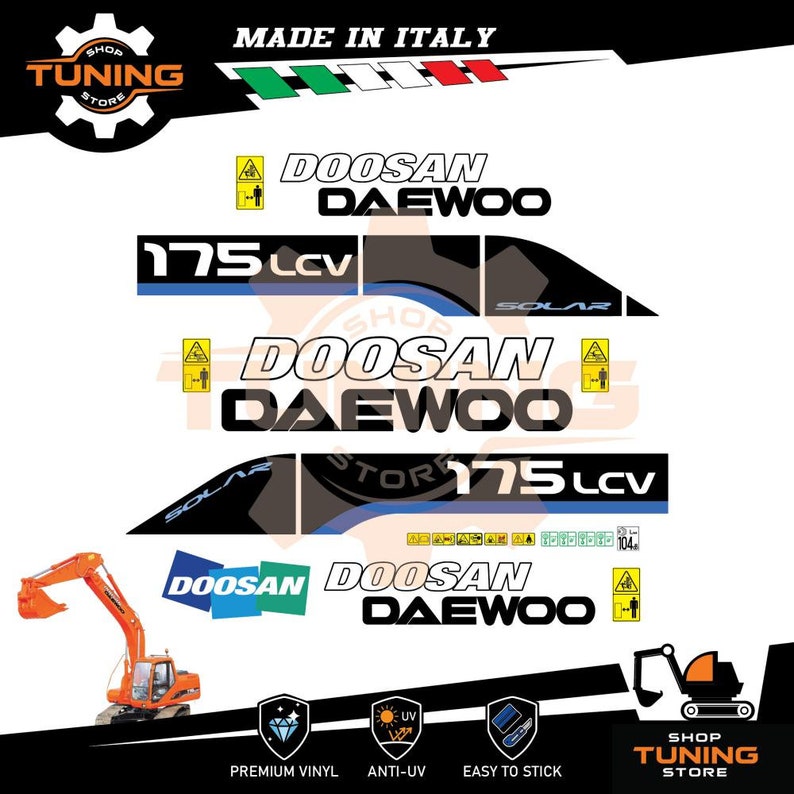 Sticker Kit Doosan Daewoo Excavator Solar 55v 75v 130w V 140w V 160w V ...