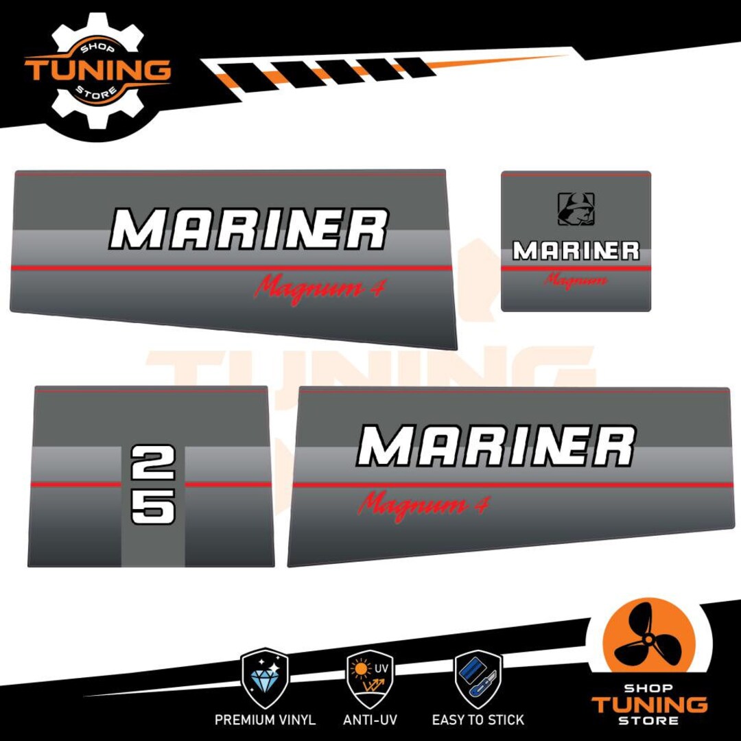 Sticker Kit Compatible Marine Outboard Engine Mariner 25 Hp Magnum 4 25 ...