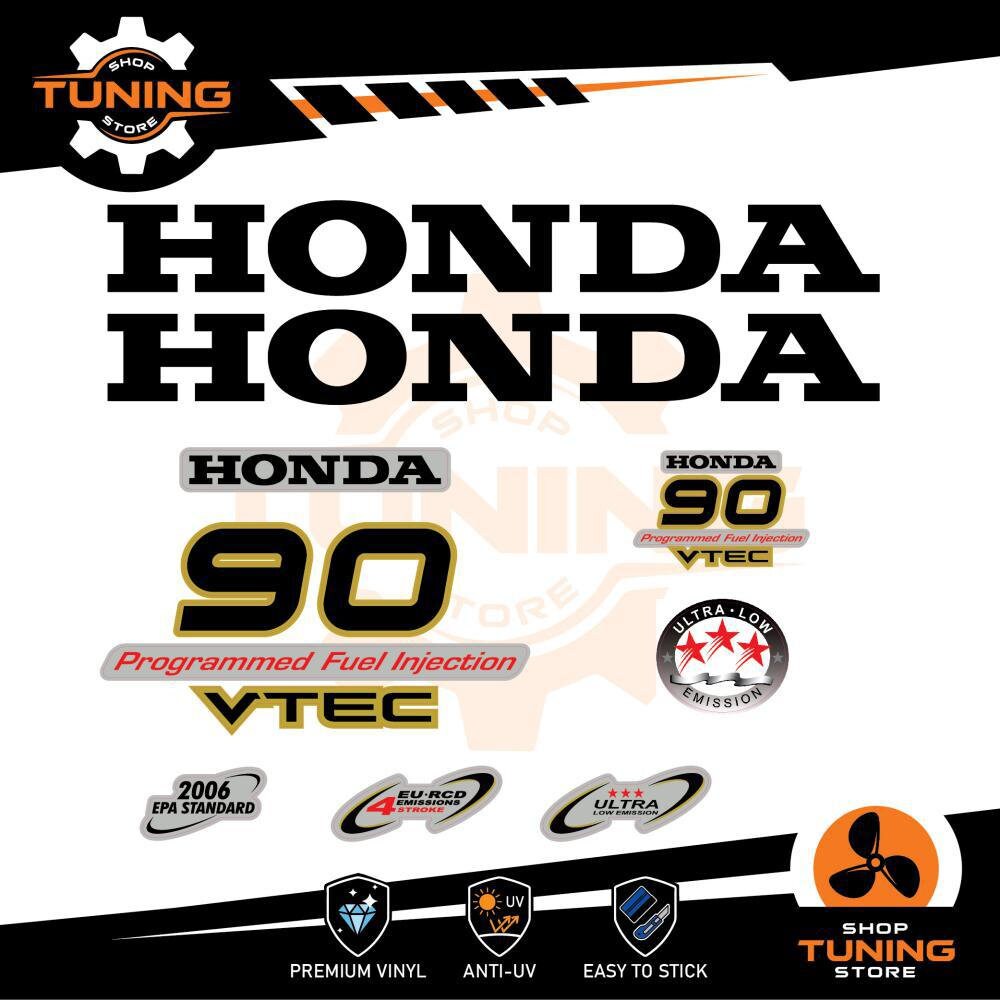 Sticker Kit Compatible With HONDA 90 Hp Fourstroke Outboard Marine ...