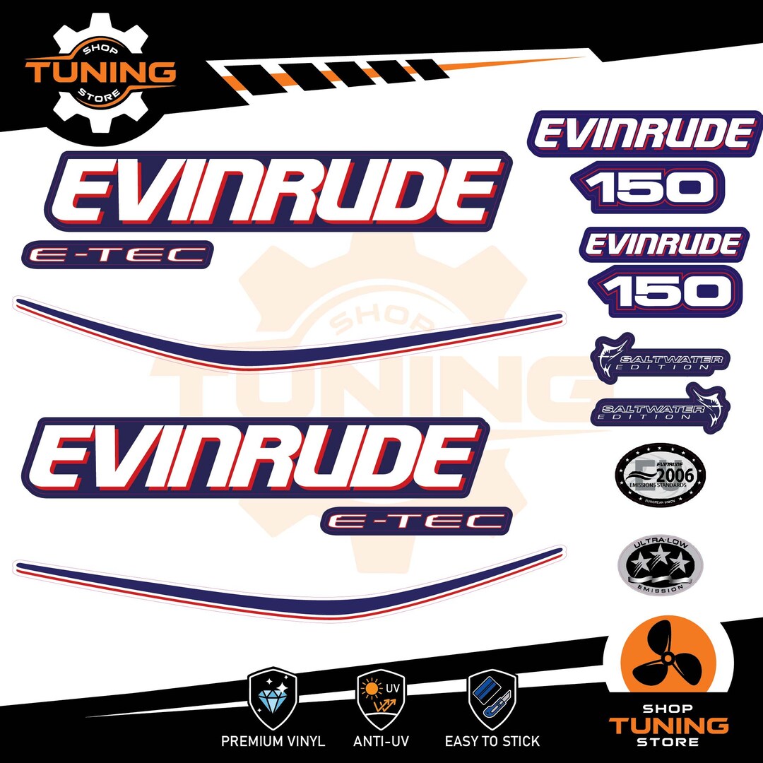 Sticker Kit Compatible With EVINRUDE E-TEC 150 HP Outboard Marine ...
