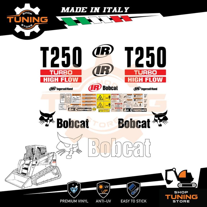 Stickers Compatible Bob Cat Shovel T190 Turbo Hf T200 Turbo T200 G ...