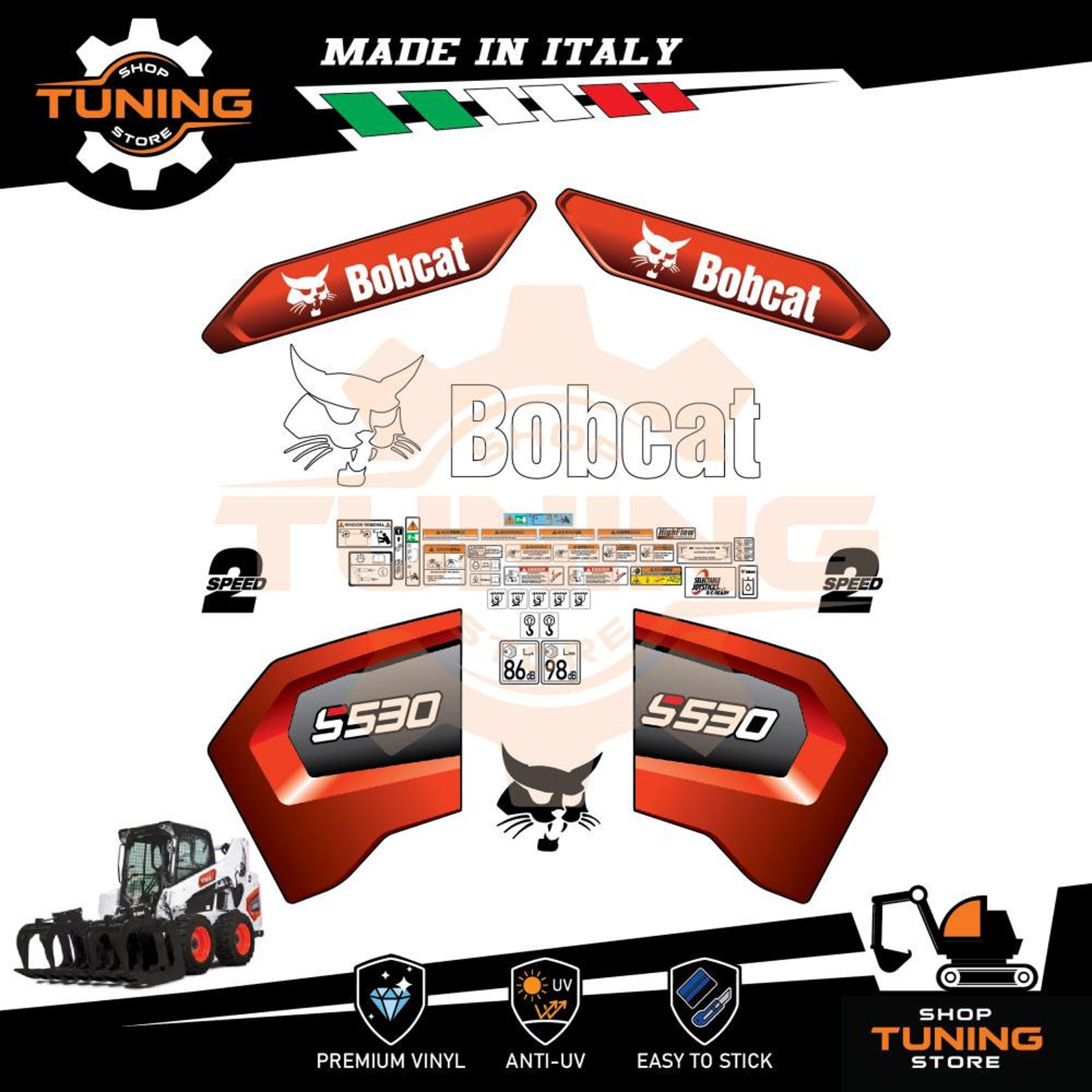 Sticker Kit Compatible Bob Cat Shovel S250 Turbo S250 Turbo Hf S300 K ...