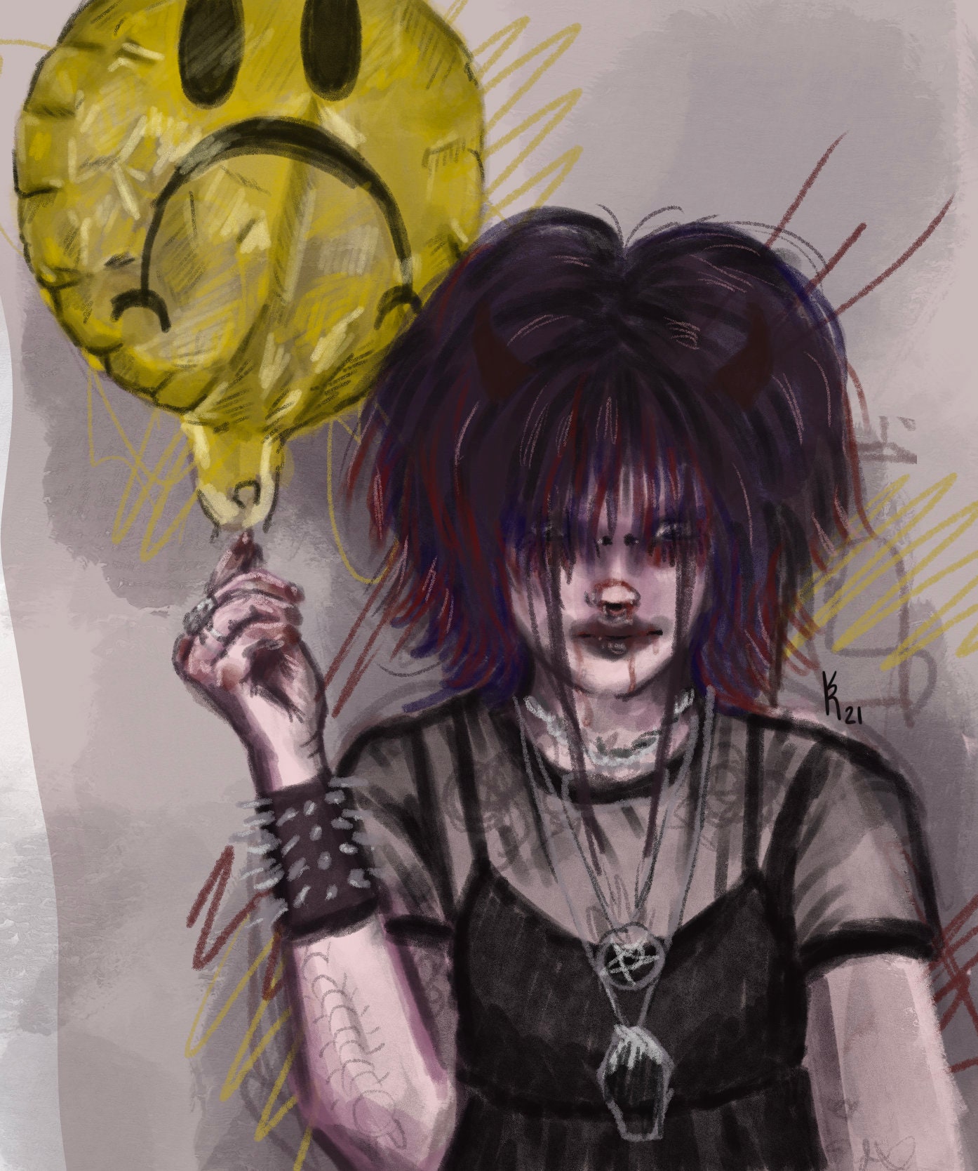 Sad One. Goth Girl With Sad Balloon Sticker - Etsy