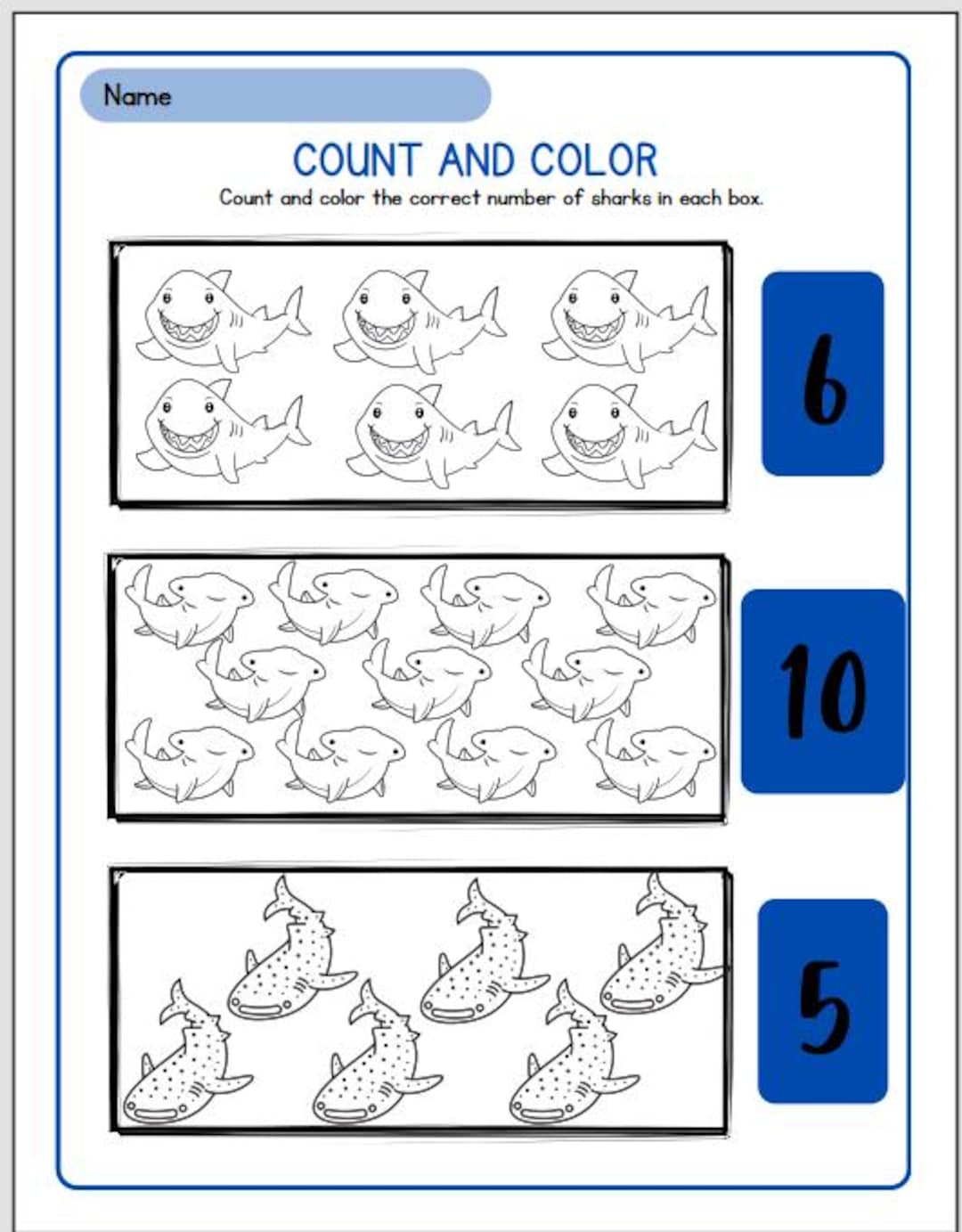 Count and Color Worksheet - Etsy