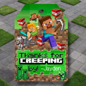 Minecraft Thank You Tags, Minecraft Favor Tags, Minecraft Party Favor ...