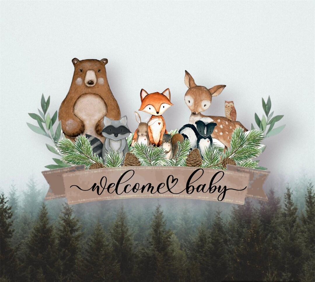 Woodland Cake Topper, Woodland Baby Shower Cake Topper, Welcome Baby ...