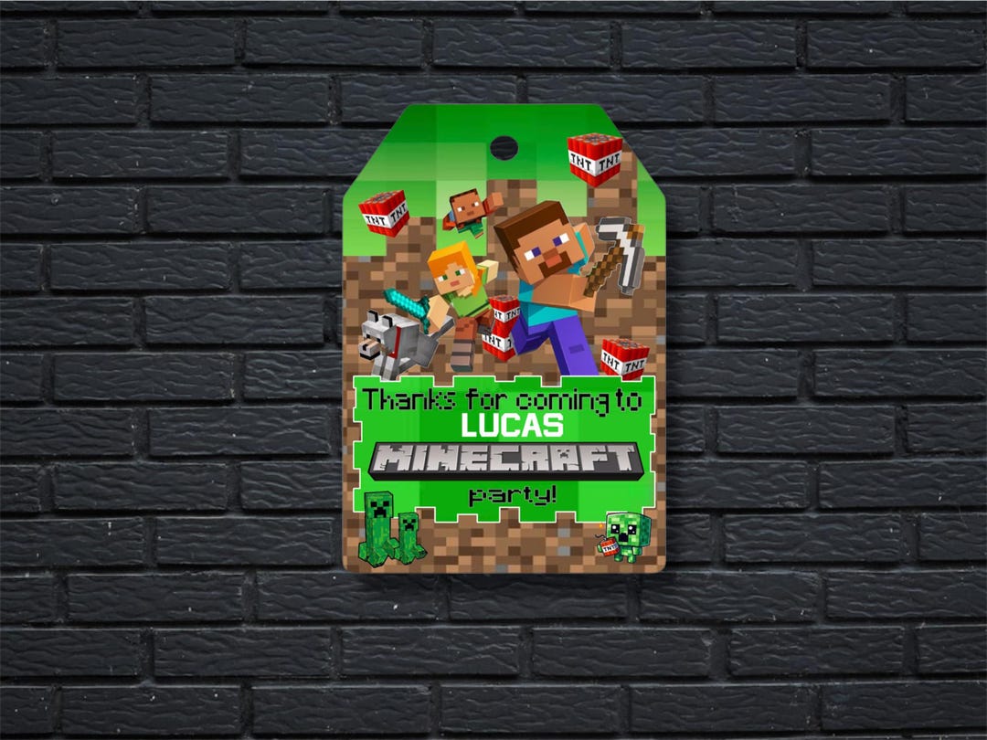 Minecraft Thank You Tags, Minecraft Favor Tags, Minecraft Party Favor ...