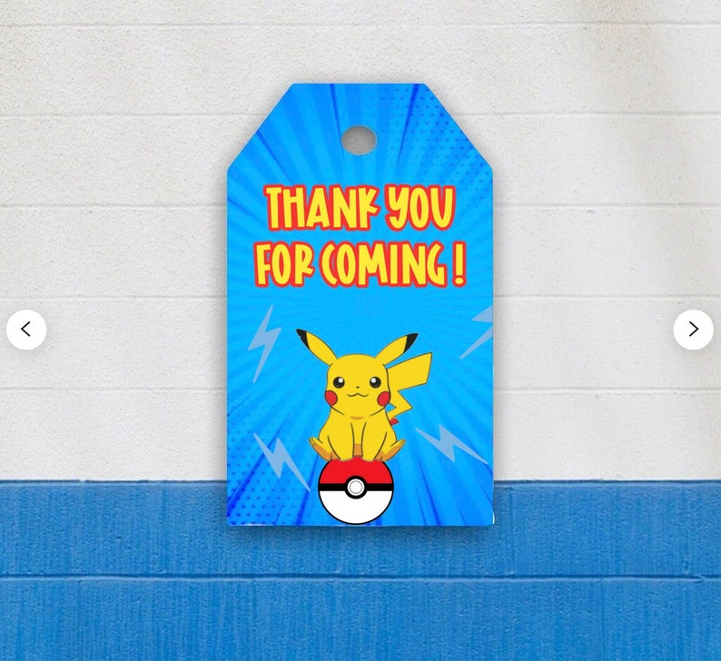 Pokémon Tag Pokémon Thank You Tag Pokémon Favor Tag Pikachu - Etsy