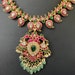 Jadau Necklace Red Green Jadau Kundan Gold Finish/mango Mala Haram 28 Inches /mint Green Beads ...
