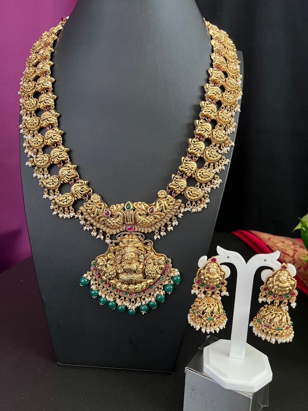 Nakshi Haram/goddess Lakshmi With Peacock Pattern Beautiful Haram ...