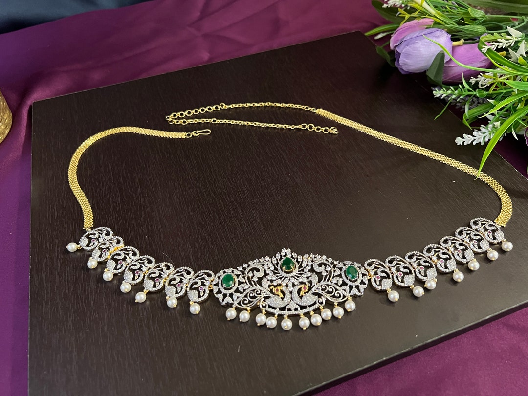 Saree Belt Hip Chain AD Green Ruby Stone/two Tone Dimond Finish/adult ...